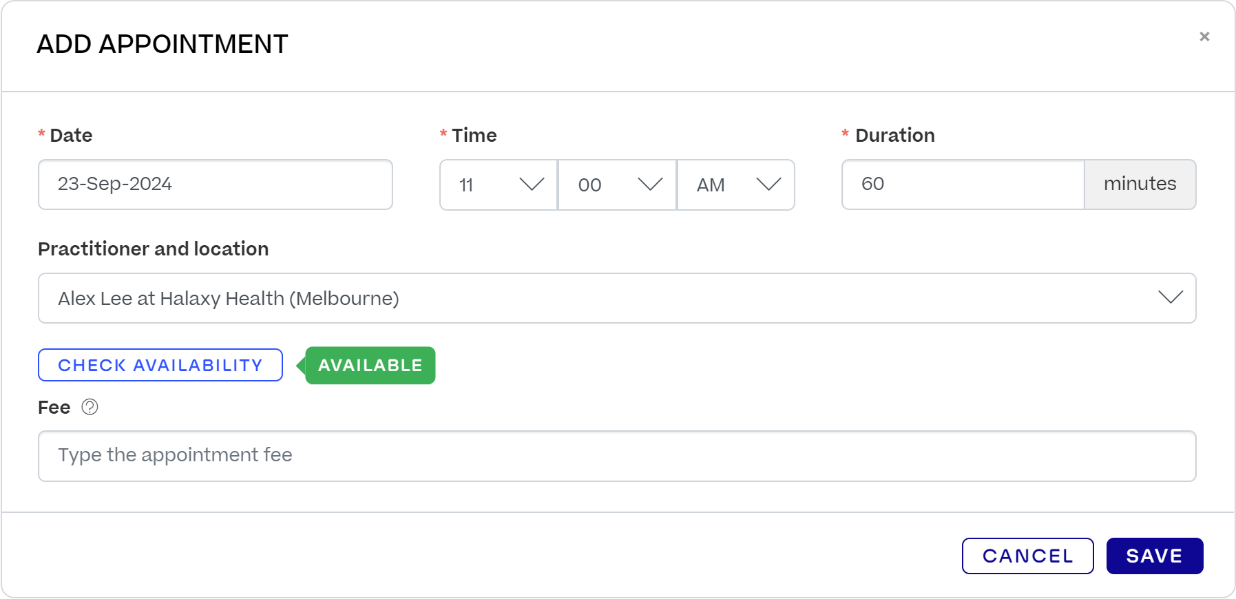 Search for available appointment times – Halaxy Help Guide