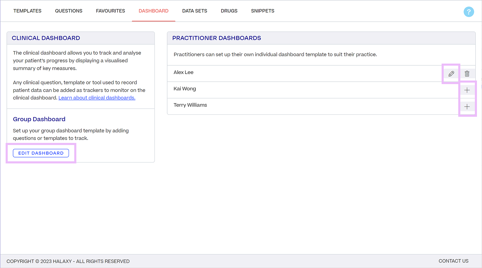 Set up clinical dashboards – Halaxy Help Guide