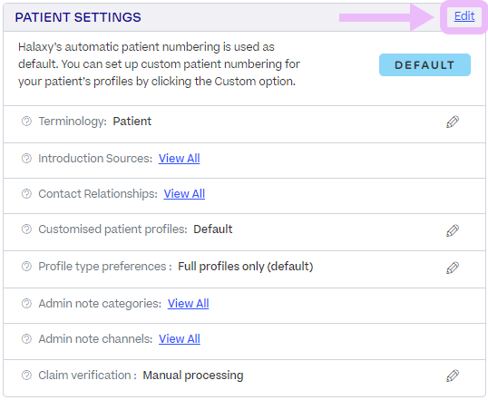 Set up custom numbering for patients – Halaxy Help Guide