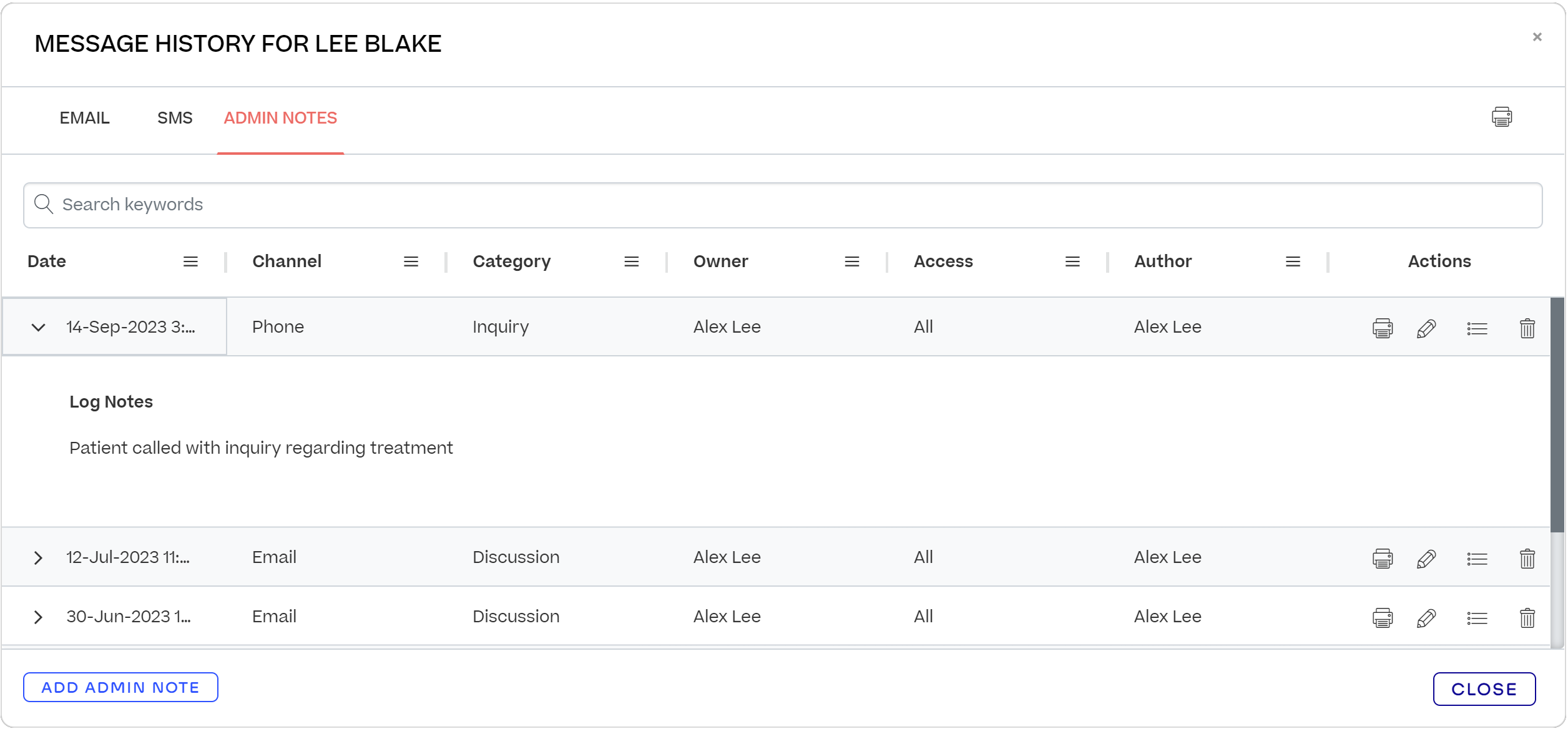 Add an admin note to patient profile – Halaxy Help Guide