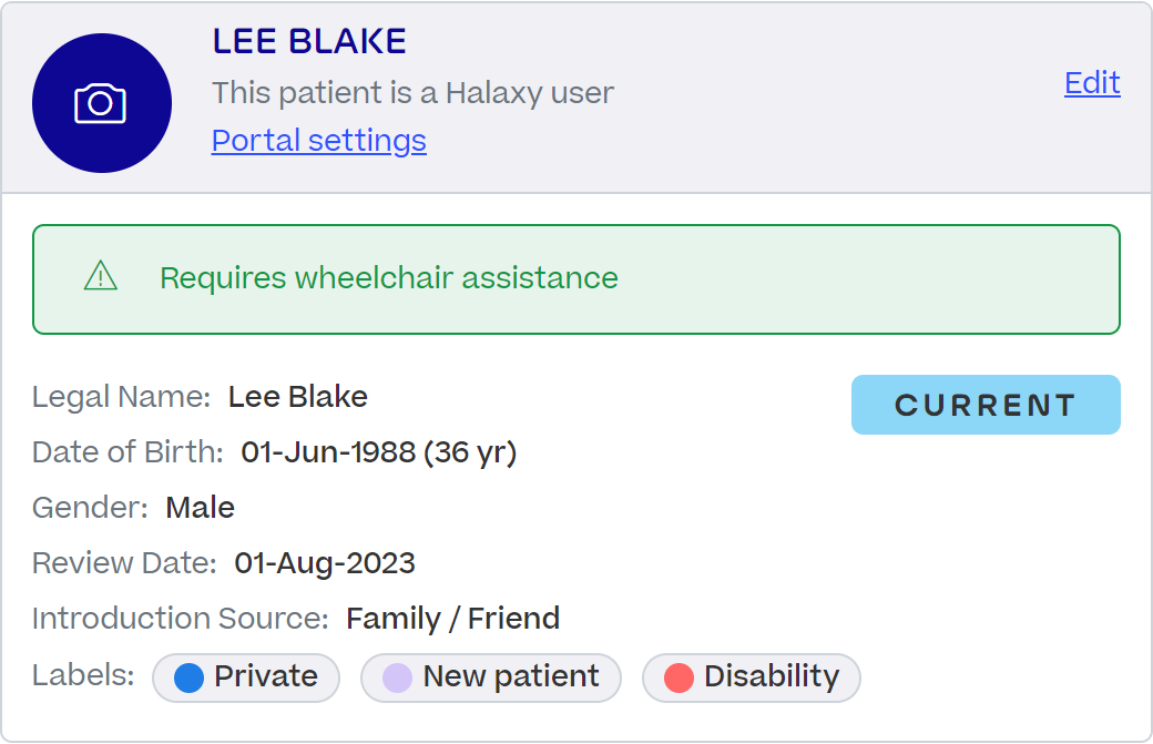 Add a patient alert – Halaxy Help Guide