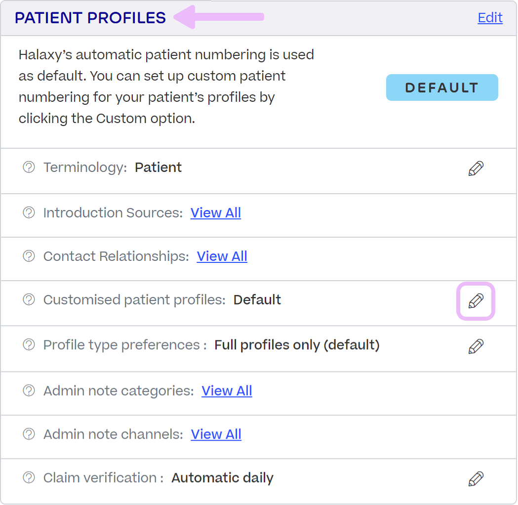 Guide to clinical questions – Halaxy Help Guide