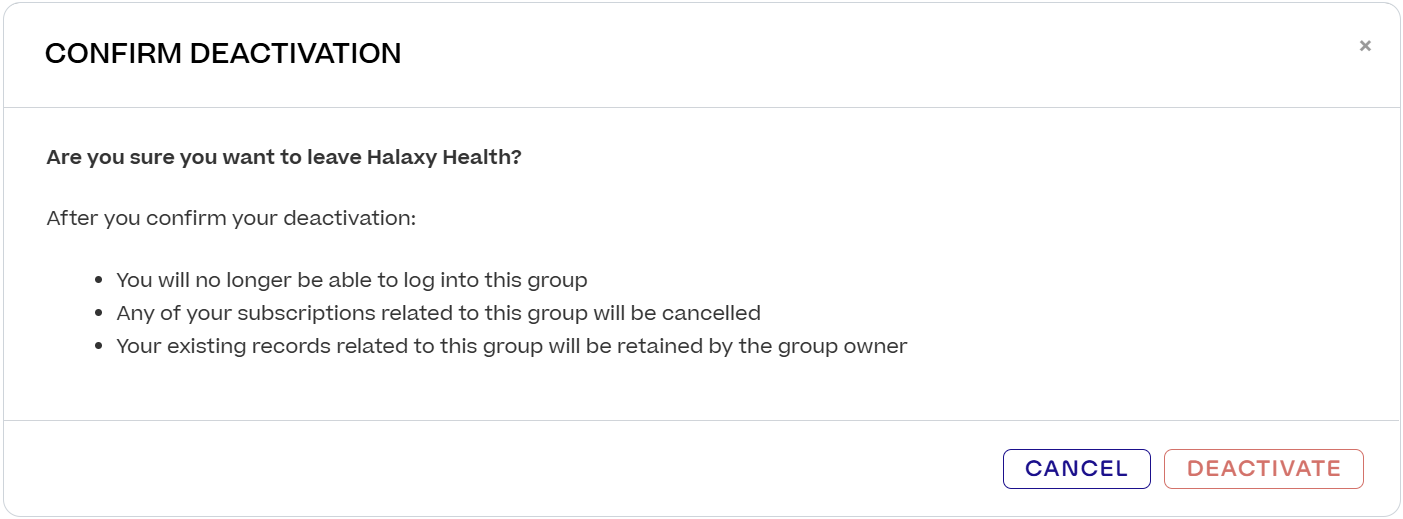 Leave a practice group – Halaxy Help Guide