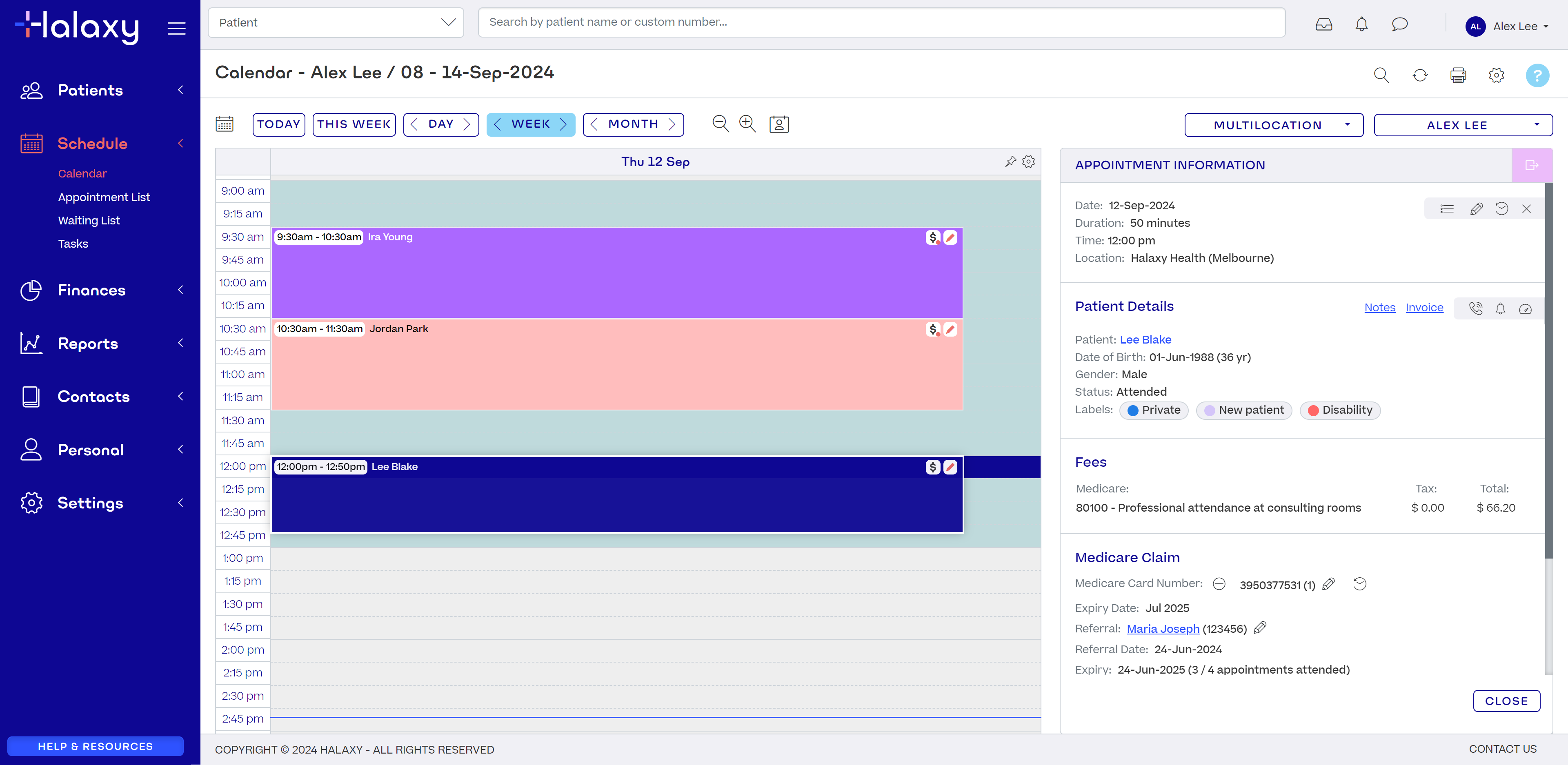Intro to calendar – Halaxy Help Guide