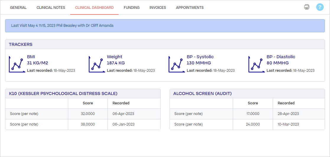 Set up clinical dashboards – Halaxy Help Guide | United Kingdom (UK)
