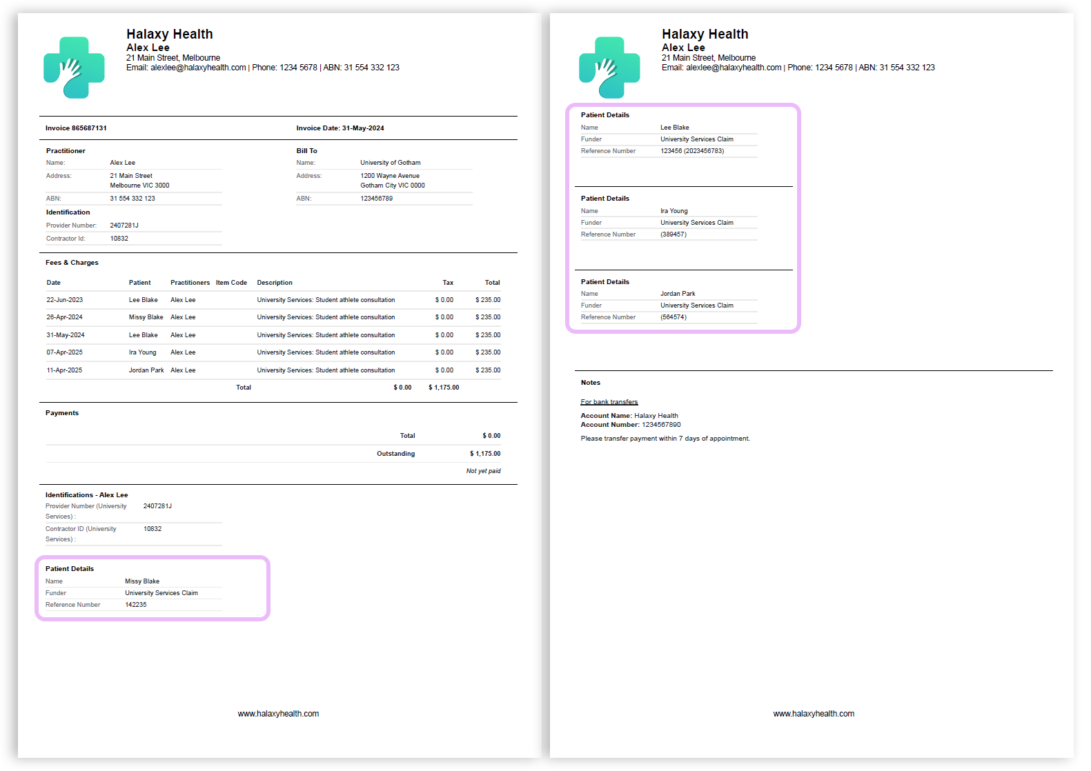 Set up an invoice schedule – Halaxy Help Guide