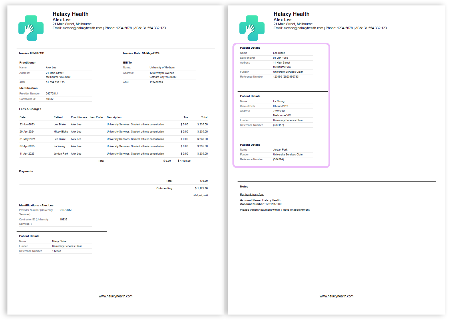 Set up an invoice schedule – Halaxy Help Guide