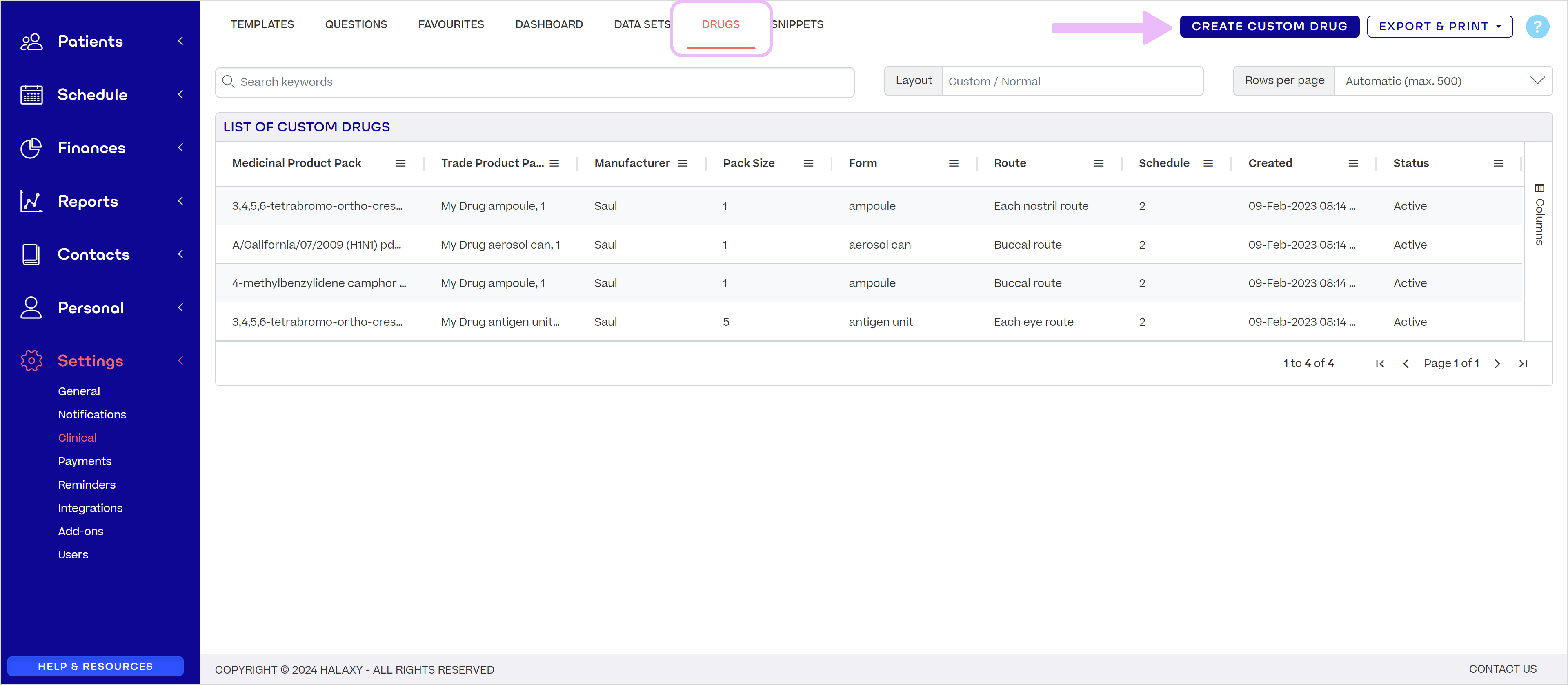 Add a custom drug – Halaxy Help Guide | Canada