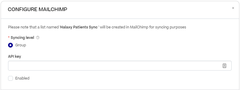 Connect Mailchimp – Halaxy Help Guide | Canada
