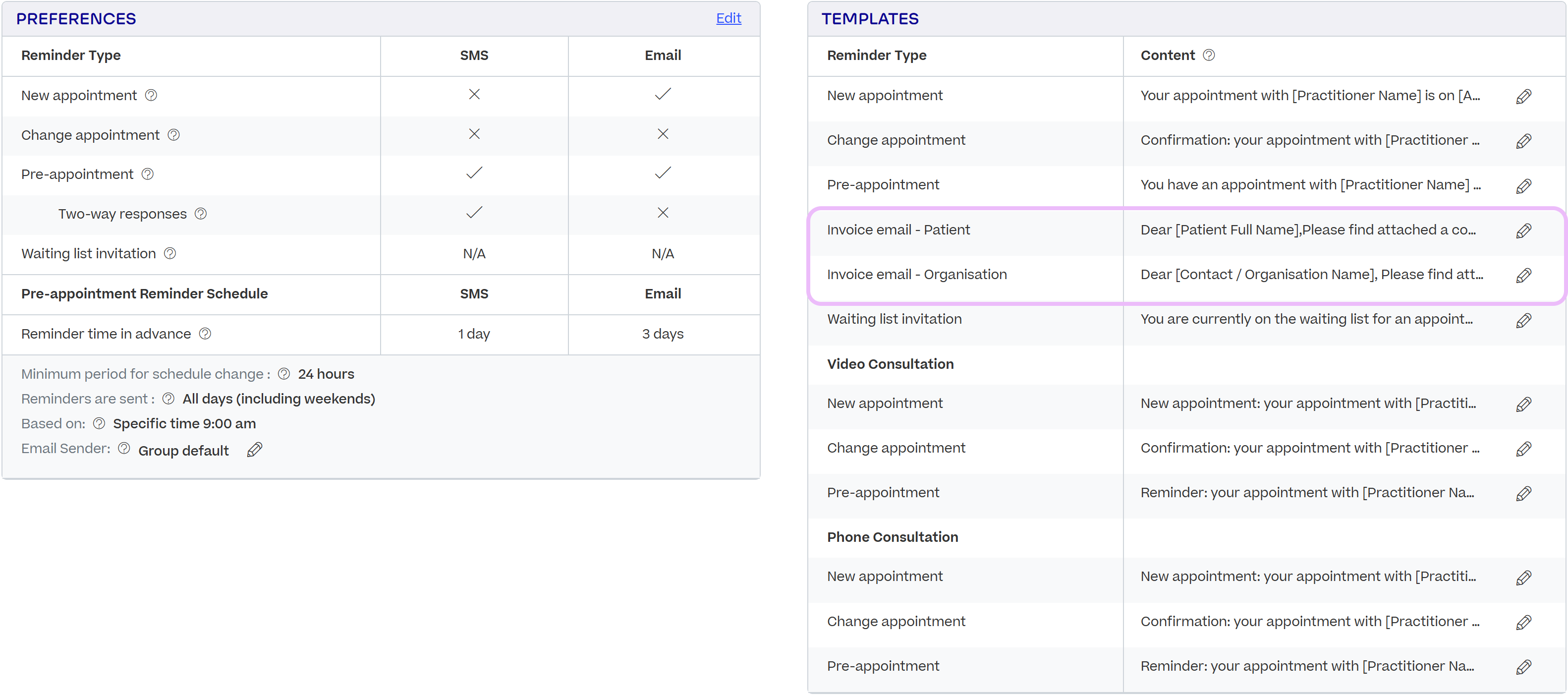 Set up template for invoice emails – Halaxy Help Guide | United Kingdom (UK)