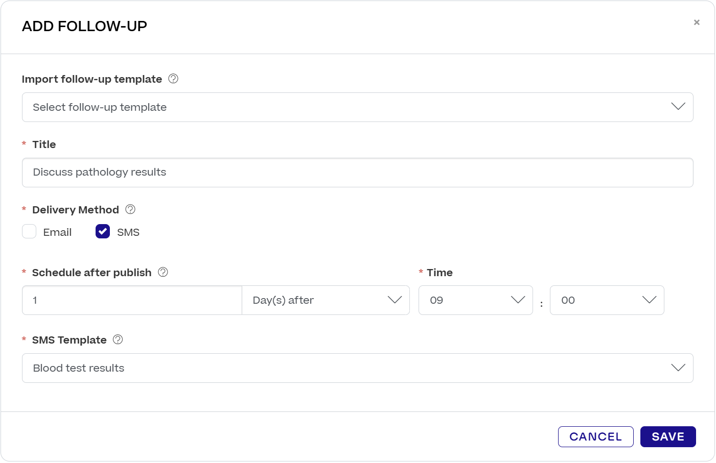 Schedule follow-up messages to patients – Halaxy Help Guide