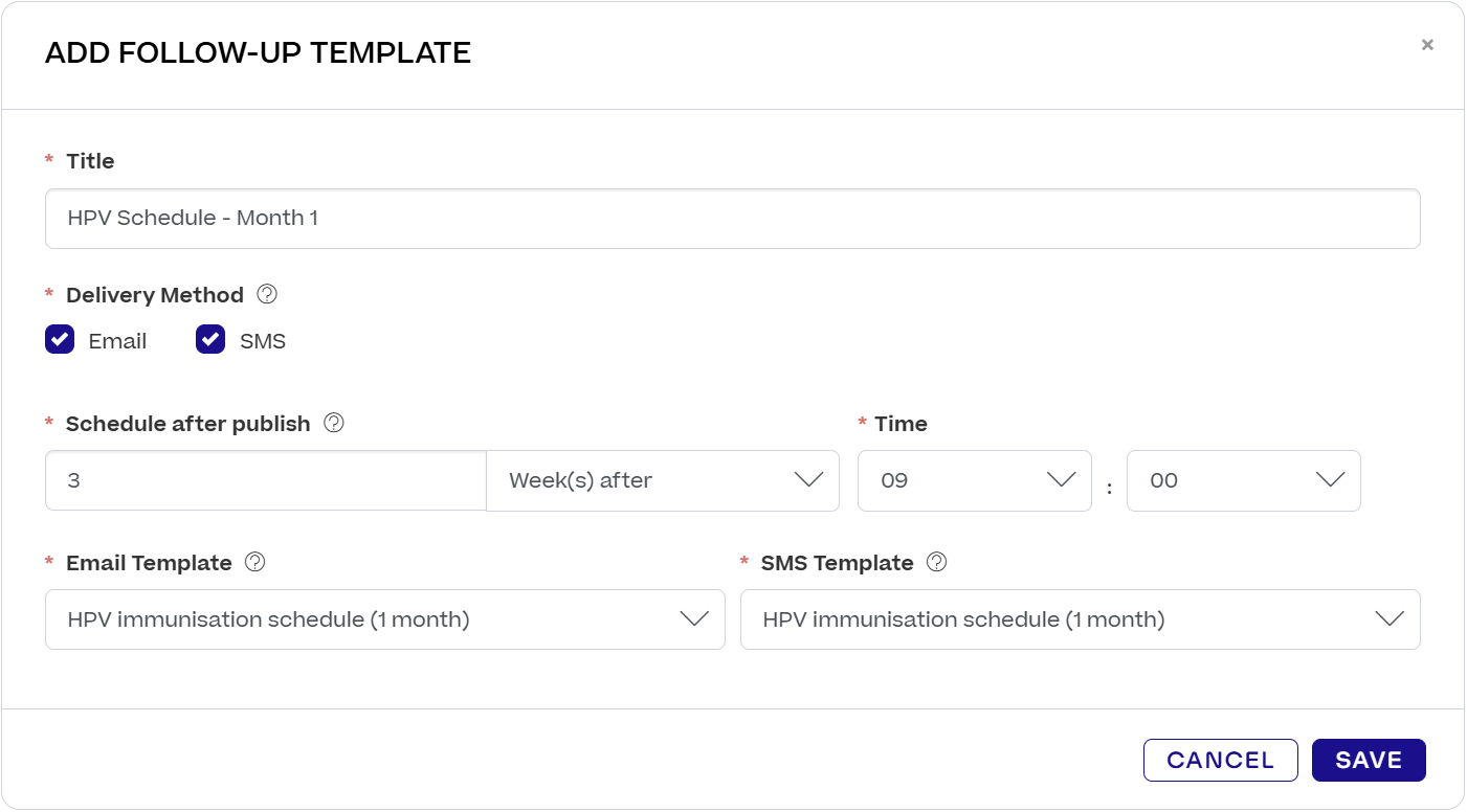 Schedule follow-up messages to patients – Halaxy Help Guide