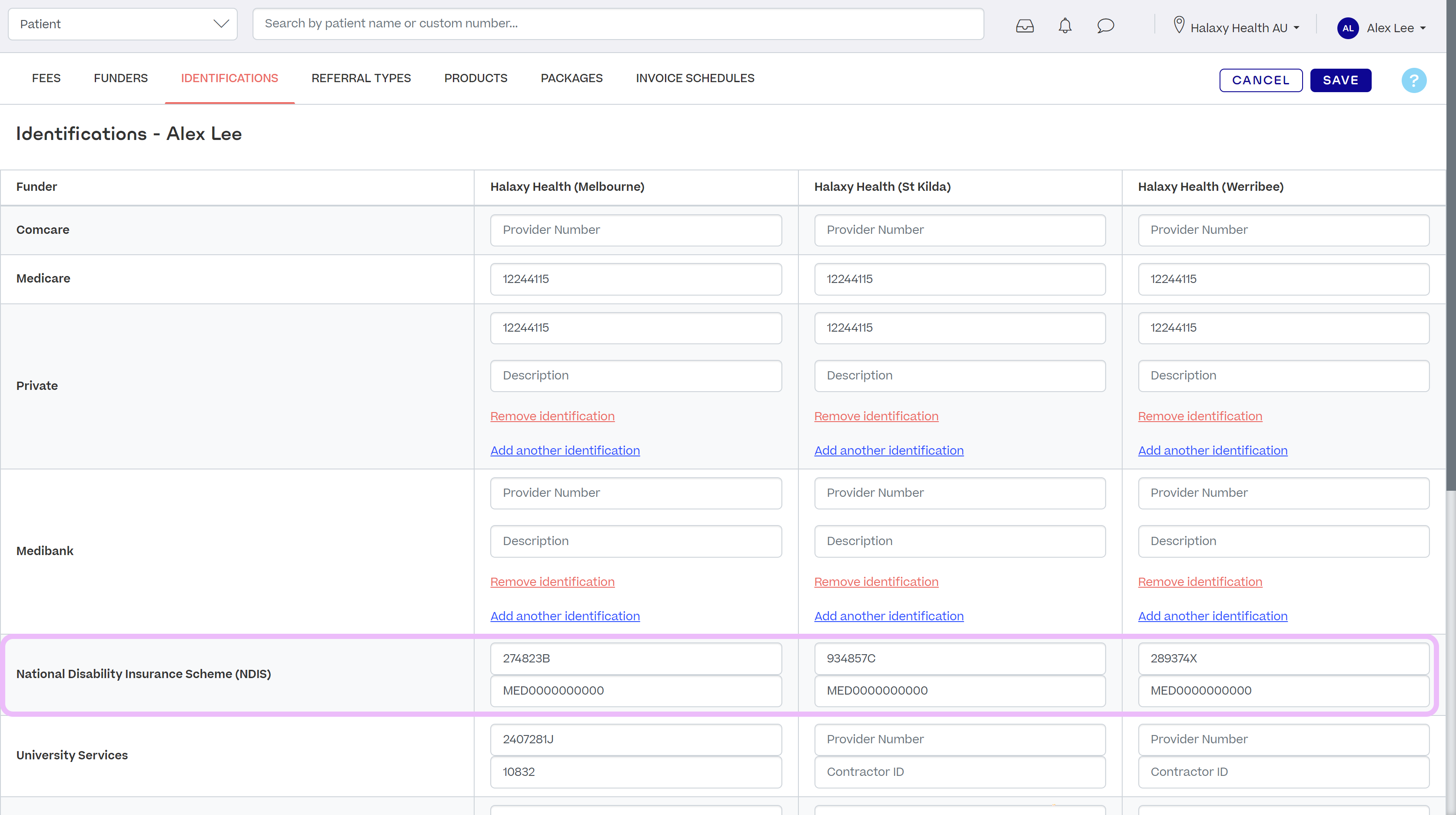 Add provider numbers and identifications – Halaxy Help Guide