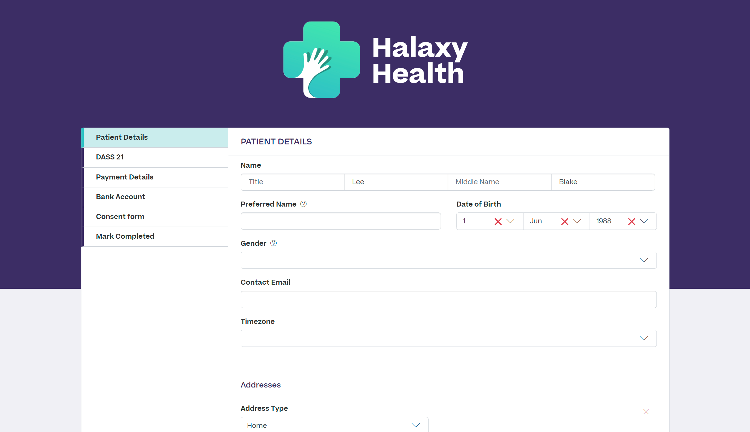 Preview a patient form – Halaxy Help Guide | New Zealand
