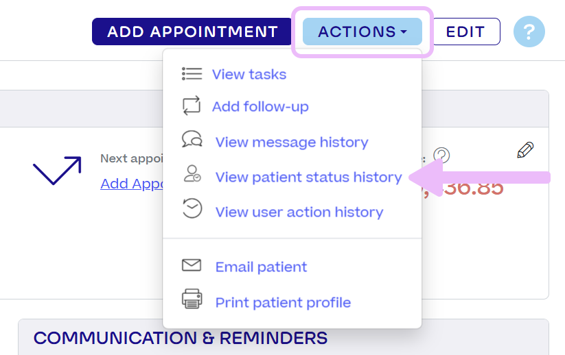 Set a patient status – Halaxy Help Guide