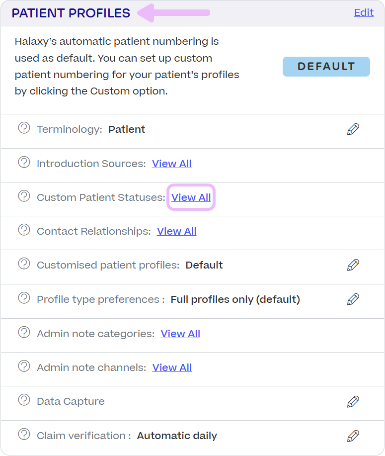 Set a patient status – Halaxy Help Guide