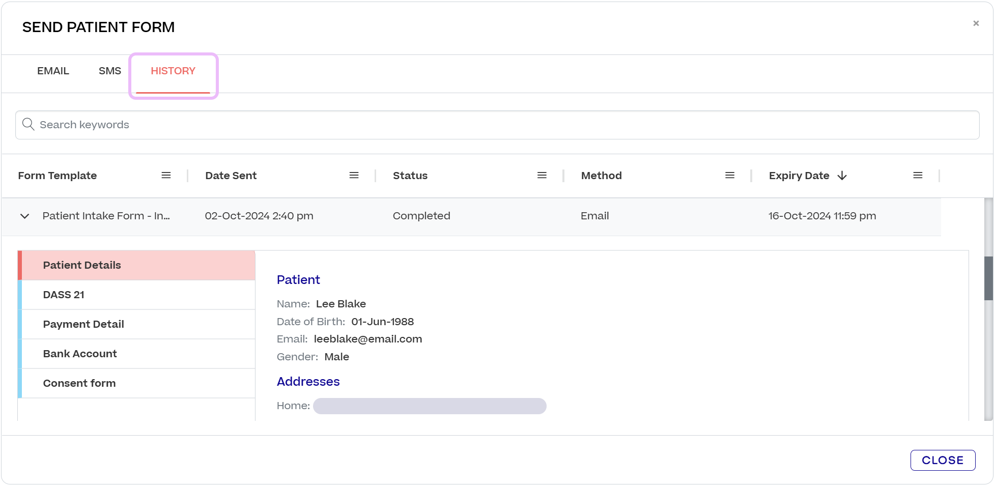 View a completed patient form – Halaxy Help Guide