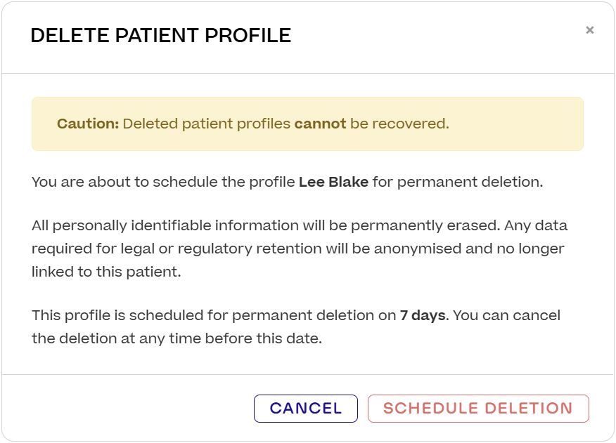 Delete a patient – Halaxy Help Guide