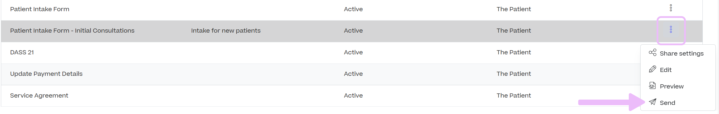 Send patient forms – Halaxy Help Guide
