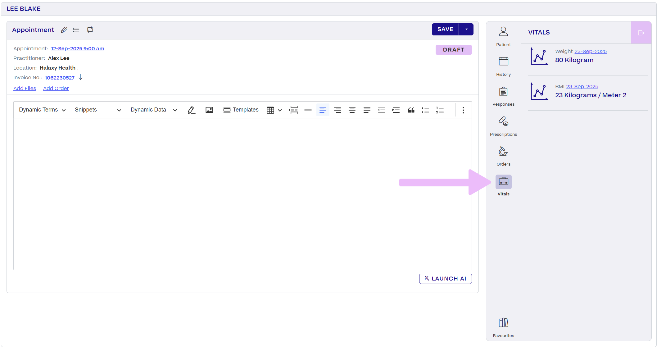 Edit your clinical notes sidebar – Halaxy Help Guide