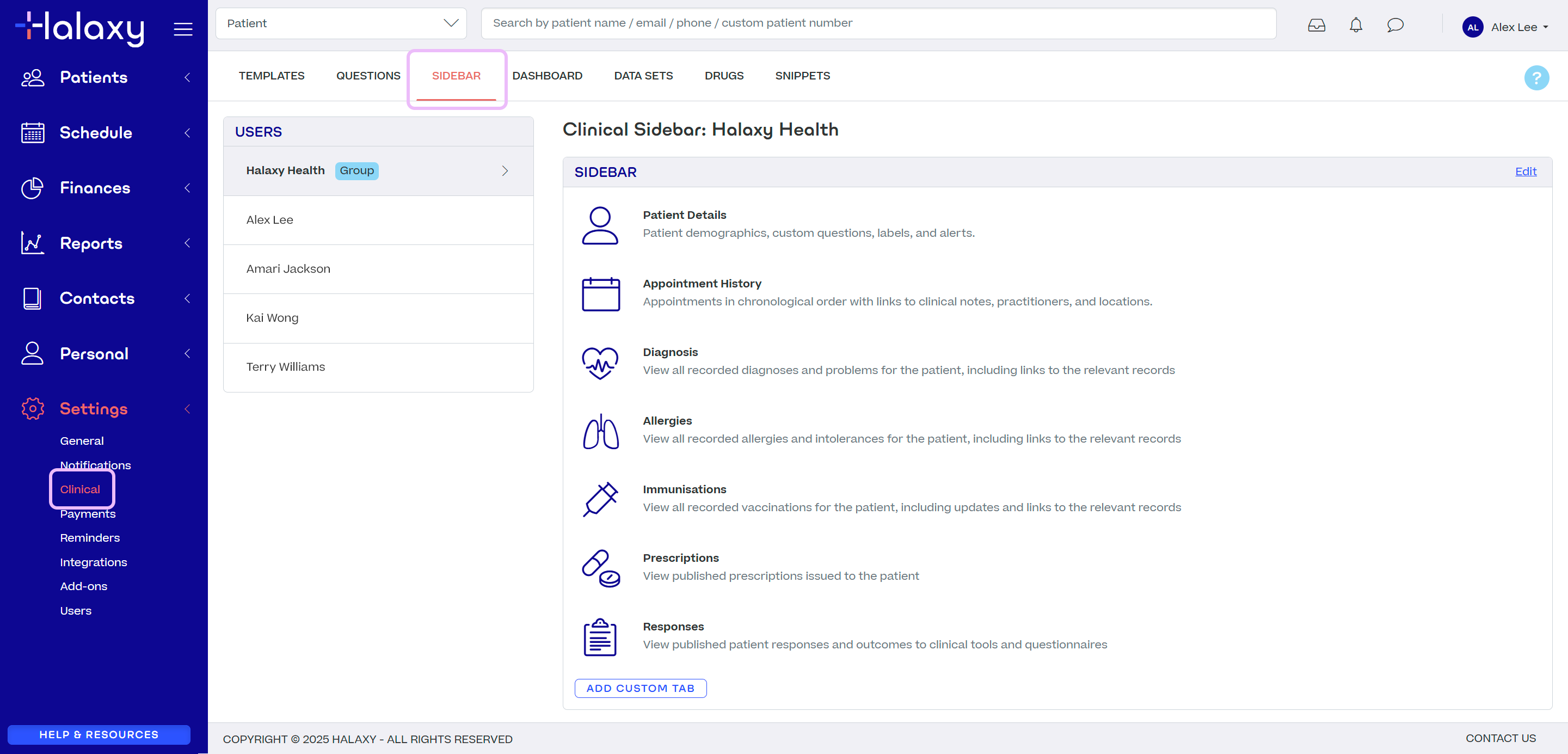 Edit your clinical notes sidebar – Halaxy Help Guide