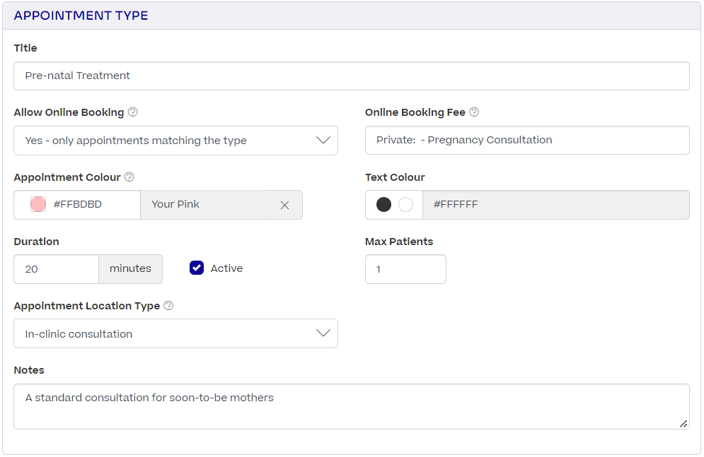 Guide to appointment types – Halaxy Help Guide