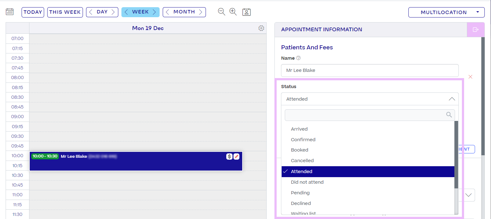 Change an appointment status – Halaxy Help Guide