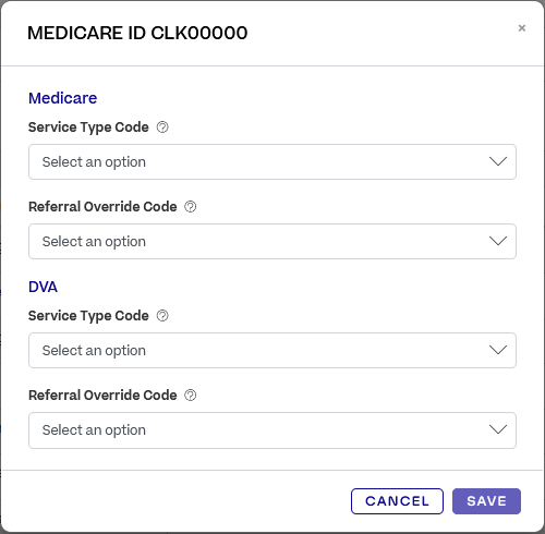 Set the Service Type Code for Medicare or DVA claims – Halaxy Help Guide