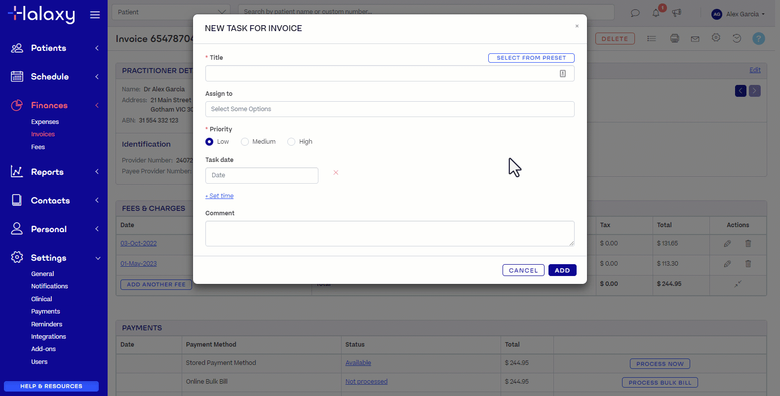 Create a task template – Halaxy Help Guide