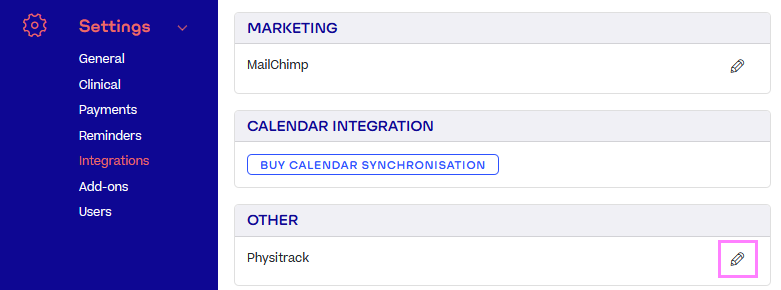 Connect Physitrack – Halaxy Help Guide