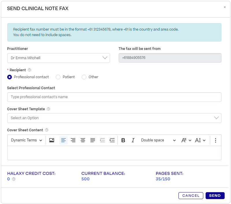 Share your clinical notes – Halaxy Help Guide